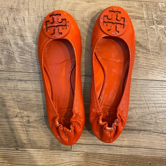 Tory Burch | Shoes | Tory Burch Orange Leather Ballet Flats | Poshmark